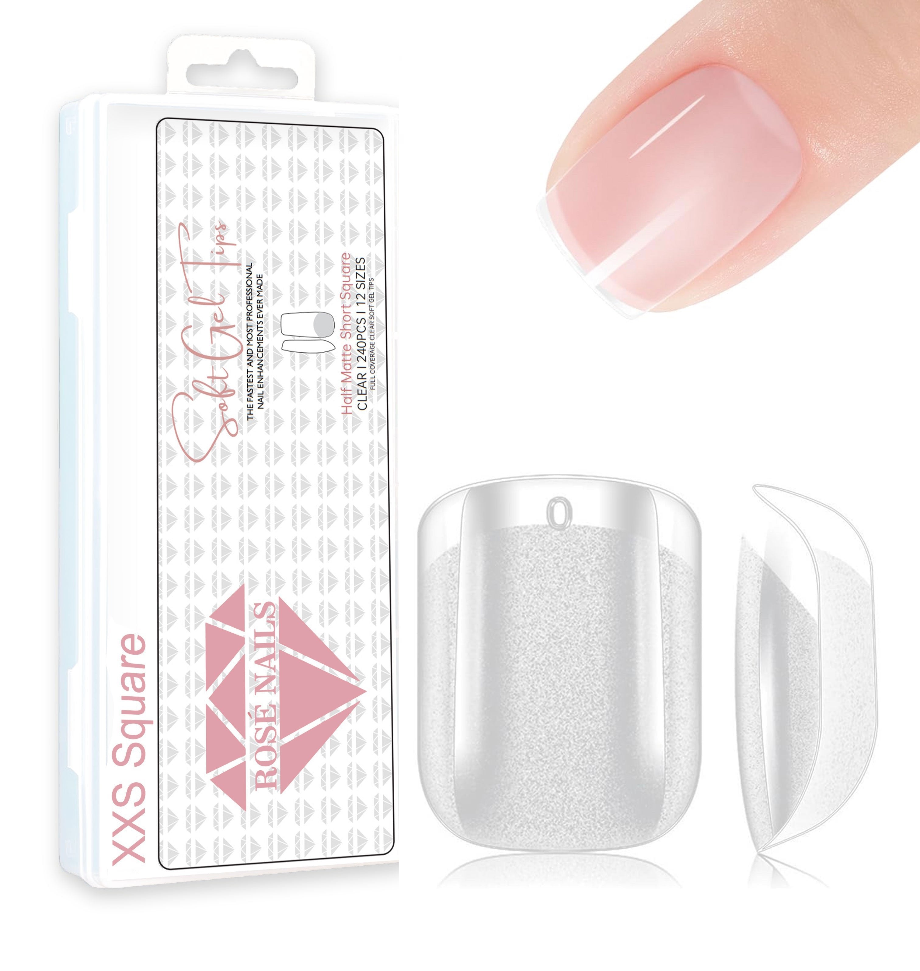 Soft Gel Tips Half Matte Box 240 and 96 pcs – Rosé Nails